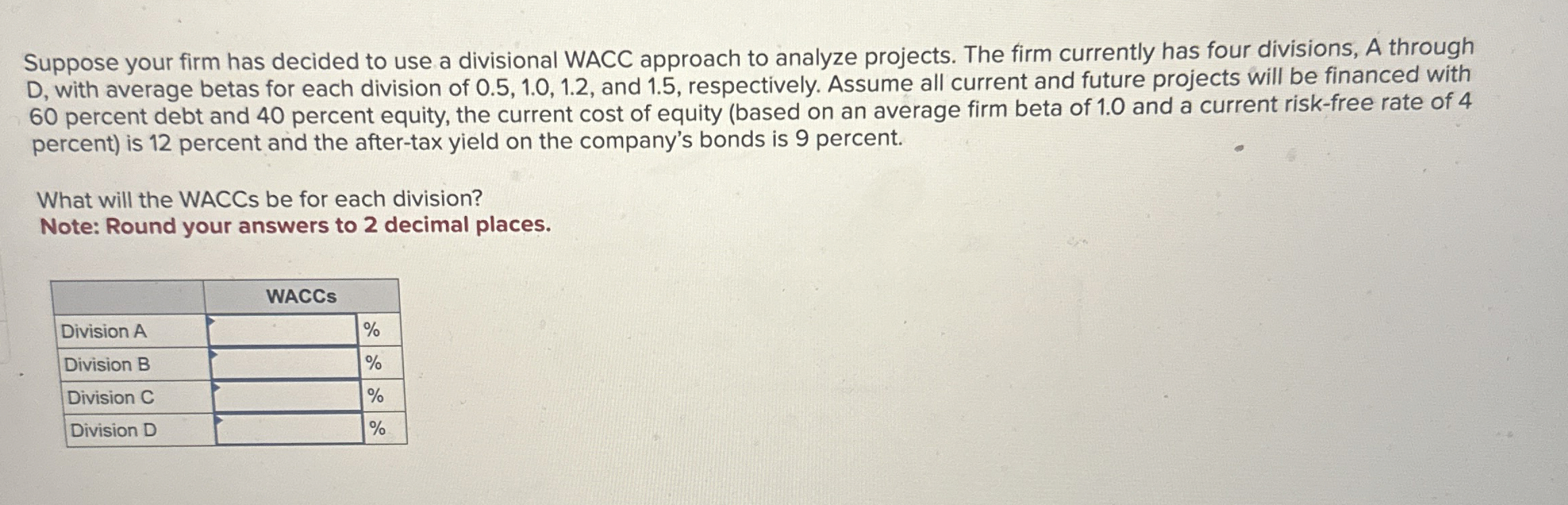 Solved Suppose your firm has decided to use a divisional | Chegg.com