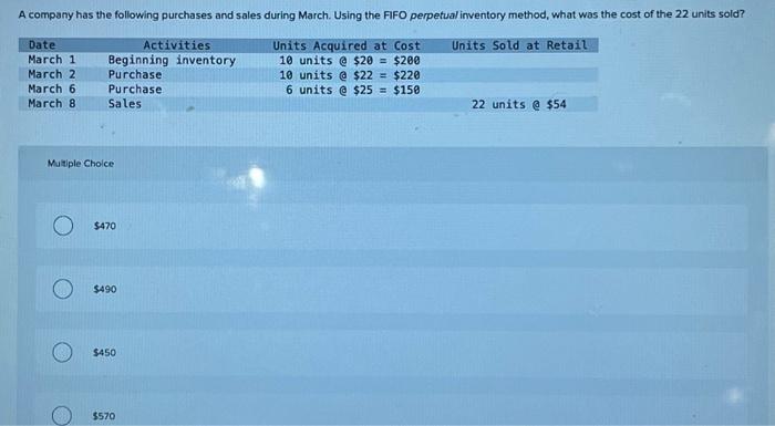 Solved A company has the following purchases and sales | Chegg.com