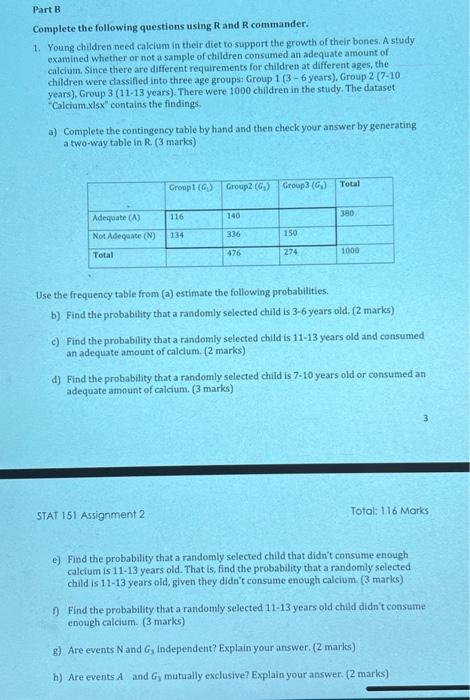 Solved Part B Complete the following questions using R and R | Chegg.com Solved Part B Complete the following questions using R and R | Chegg.com