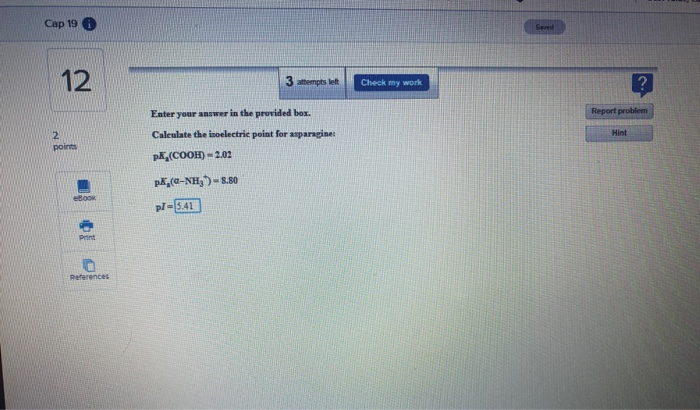 Solved û 3 attempts let Check my work Report problem Hint | Chegg.com