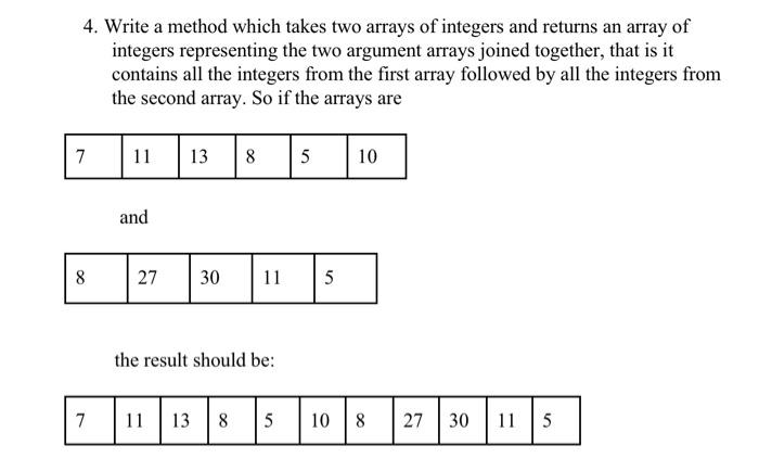Solved 2. Write a method which takes an array of integers | Chegg.com