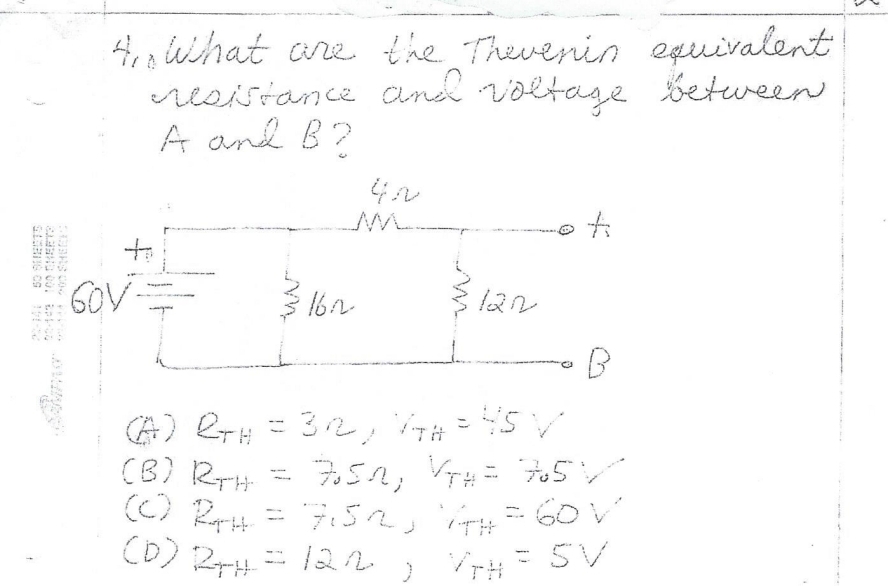 Solved What are the Thevenin equivalent reaistance and | Chegg.com