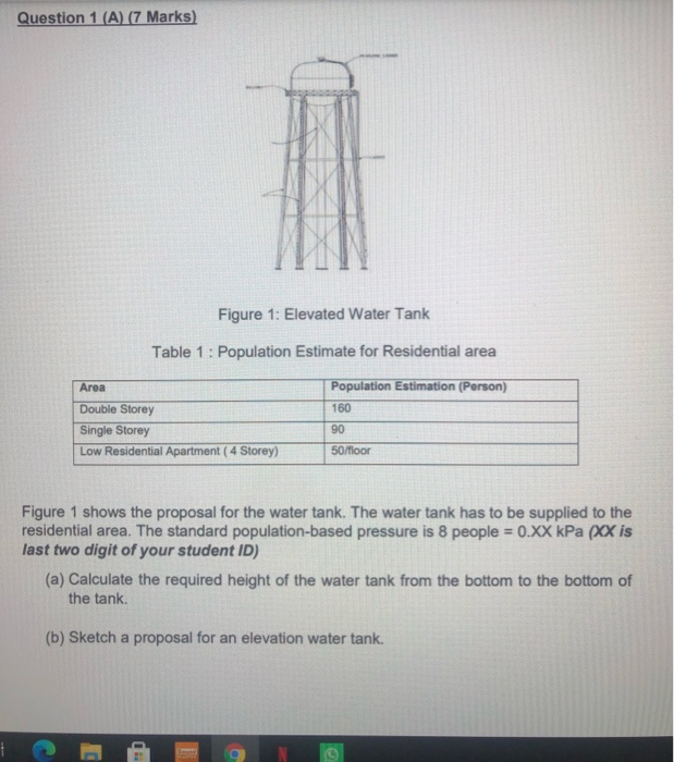 Solved Question 1 (A) (7 Marks) Figure 1: Elevated Water | Chegg.com