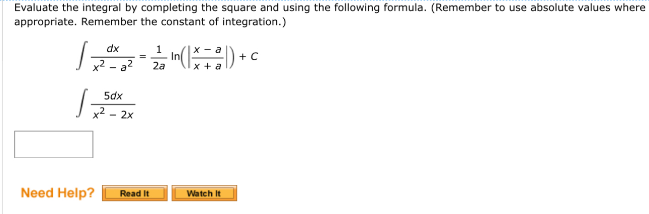 Solved Evaluate the integral by completing the square and | Chegg.com