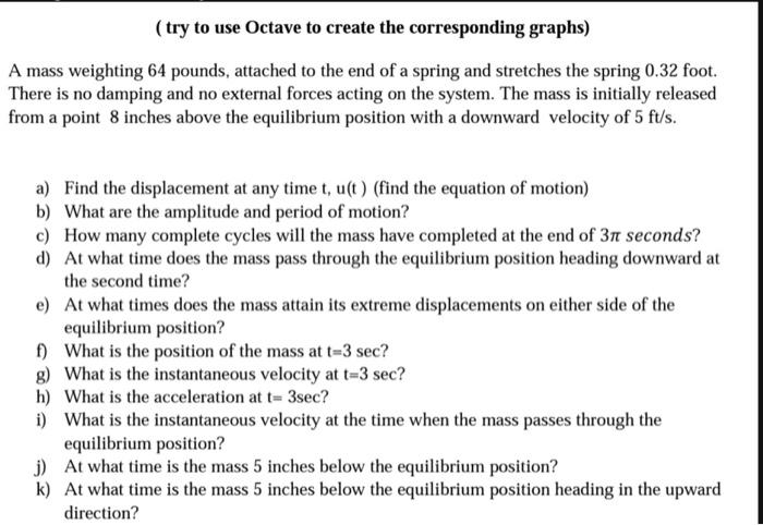 Solved (try to use Octave to create the corresponding | Chegg.com