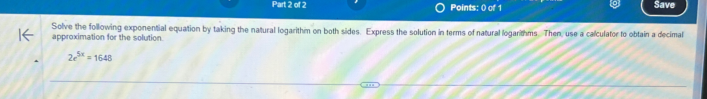 Solved Part 2 ﻿of 2Points: 0 ﻿of 1Solve the following | Chegg.com