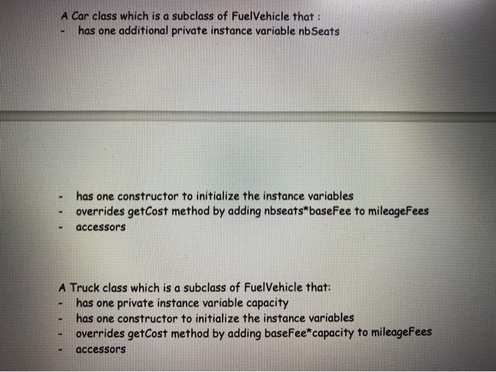 Solved A class Rented Vehicle that has: One private instance | Chegg.com
