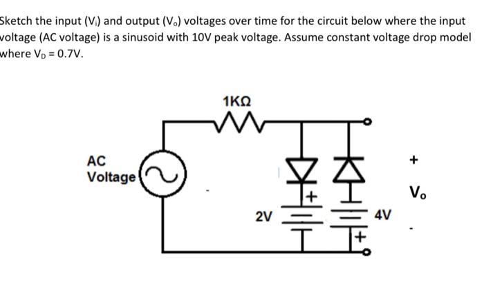 Solved Sketch the input (Vi) and output (V0) voltages over | Chegg.com