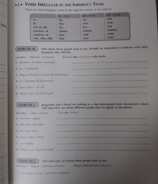 +2+ VERBS IRREGULAR IN THE IMPERFECT TENSE There are | Chegg.com