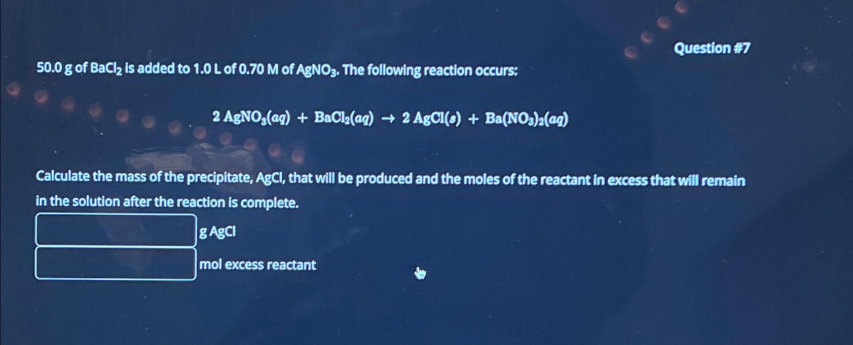 Solved Question 1750.0g ﻿of BaCl2 ﻿is added to 1.0L ﻿of | Chegg.com