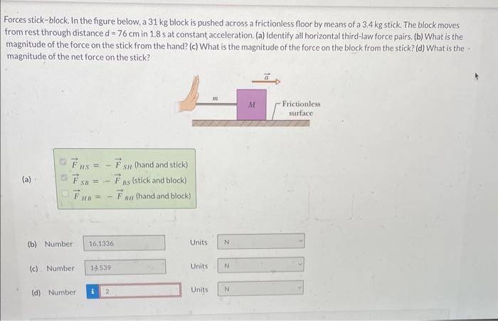 Solved Forces stick-block. In the figure below, a 31 kg | Chegg.com