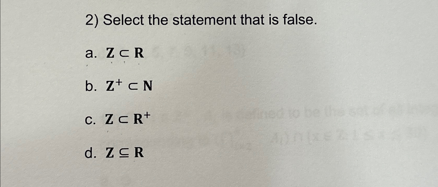 Solved Select the statement that is false.a. | Chegg.com