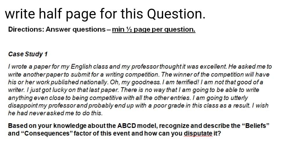 Solved write half page for this Question. Directions: Answer | Chegg.com