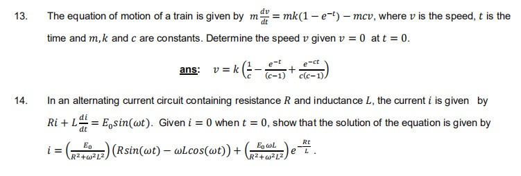 Solved 13. The equation of motion of a train is given by | Chegg.com