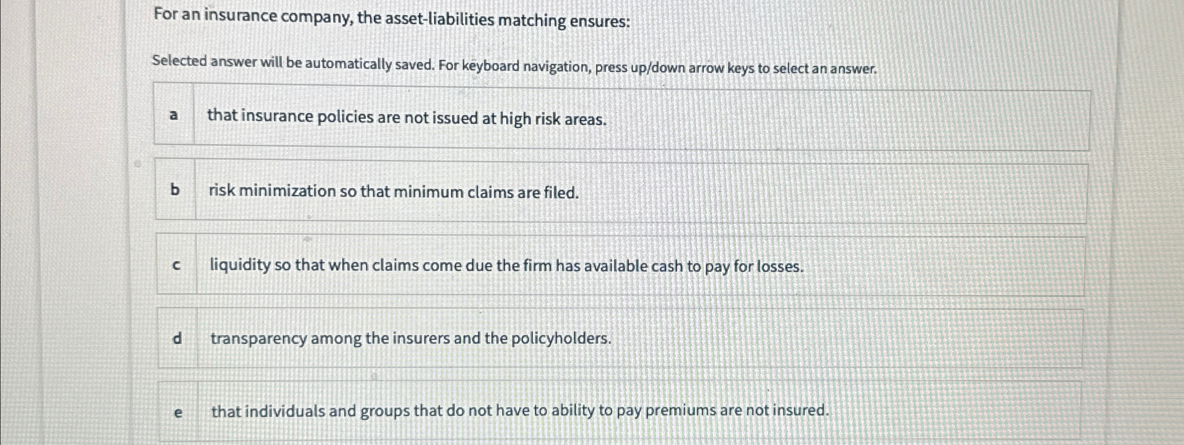 Solved For an insurance company, the asset-liabilities | Chegg.com