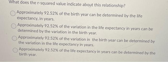Solved Can you predict the life expectancy for an individual | Chegg.com