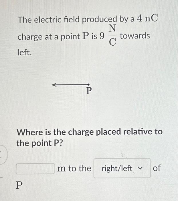 Solved The electric field produced by a 4nC charge at a | Chegg.com