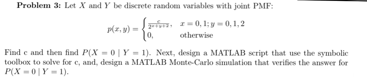 Solved Problem 3: Let x ﻿and Y ﻿be discrete random variables | Chegg.com