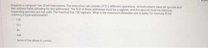 Solved Suppose a computer has 32-bit instructions. The | Chegg.com