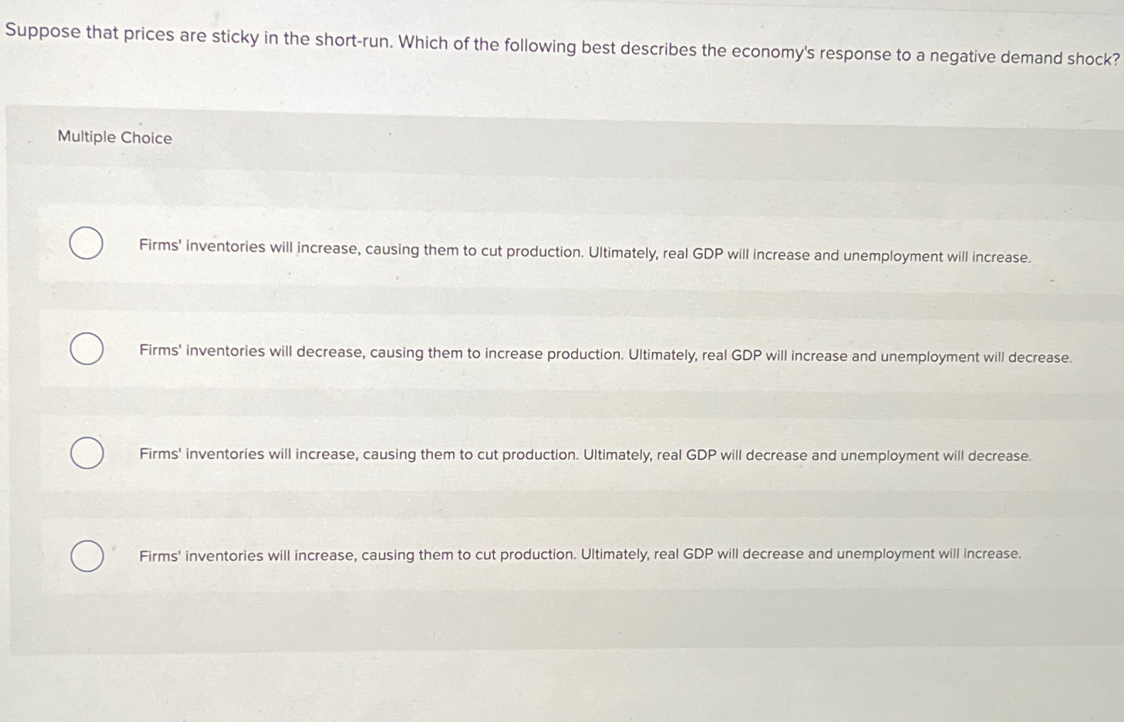 Solved Suppose that prices are sticky in the short-run. | Chegg.com