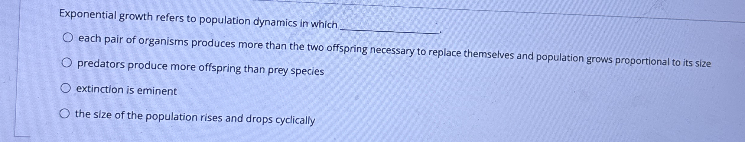 Solved Exponential growth refers to population dynamics in | Chegg.com