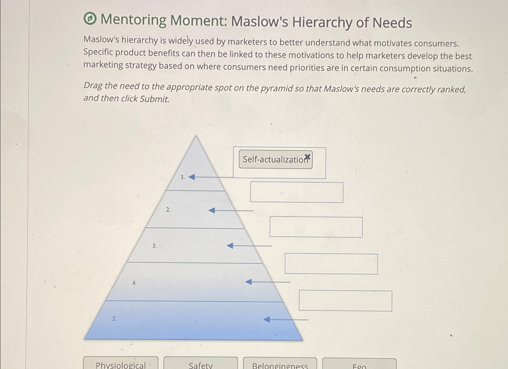 Solved (6) ﻿Mentoring Moment: Maslow's Hierarchy of | Chegg.com