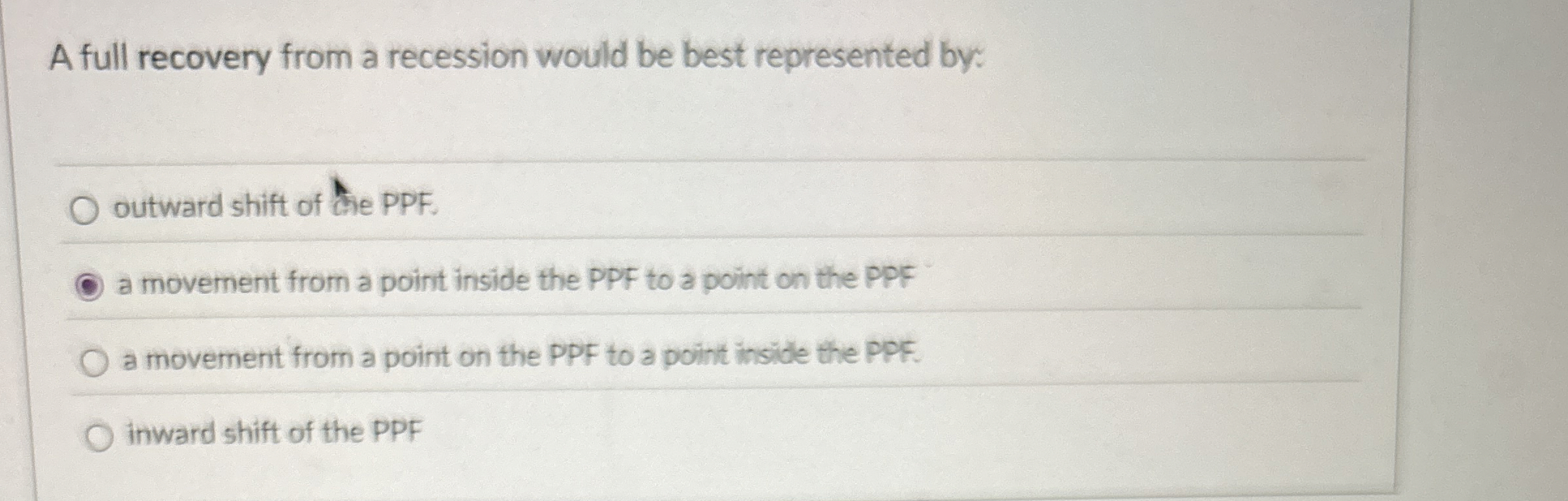 Solved A full recovery from a recession would be best | Chegg.com