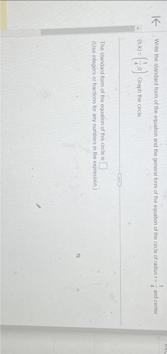 Solved Write the standard form of the equation and the | Chegg.com