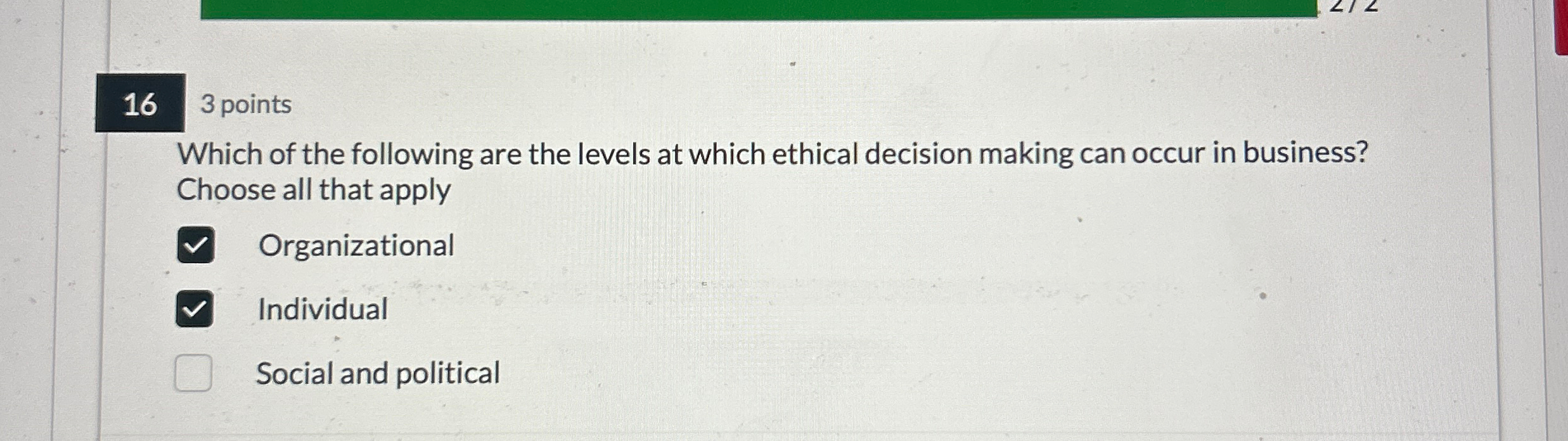 Solved 163 ﻿pointsWhich of the following are the levels at | Chegg.com