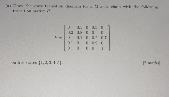 Solved (a) Draw the state transition diagram for a Markov | Chegg.com