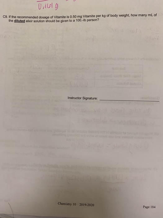 Uollelg C9. If the recommended dosage of Vitamite is | Chegg.com