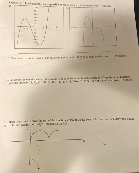 Solved 5. Given the following graphs, state a nossible | Chegg.com
