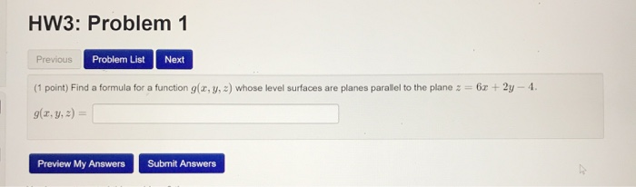 Solved HW3: Problem 1 Previous Problem List Next (1 point) | Chegg.com