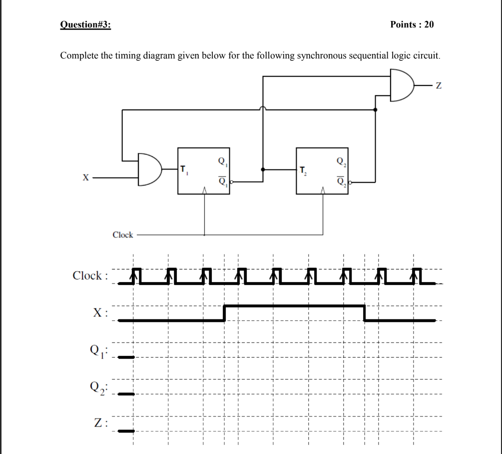 Solved Question#3:Points : 20Complete the timing diagram | Chegg.com