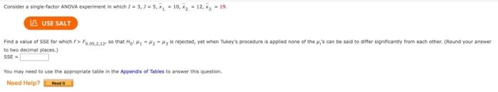Consider a single-factor ANOVA experiment in which | Chegg.com