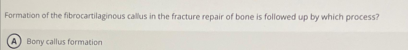 Solved Formation of the fibrocartilaginous callus in the | Chegg.com