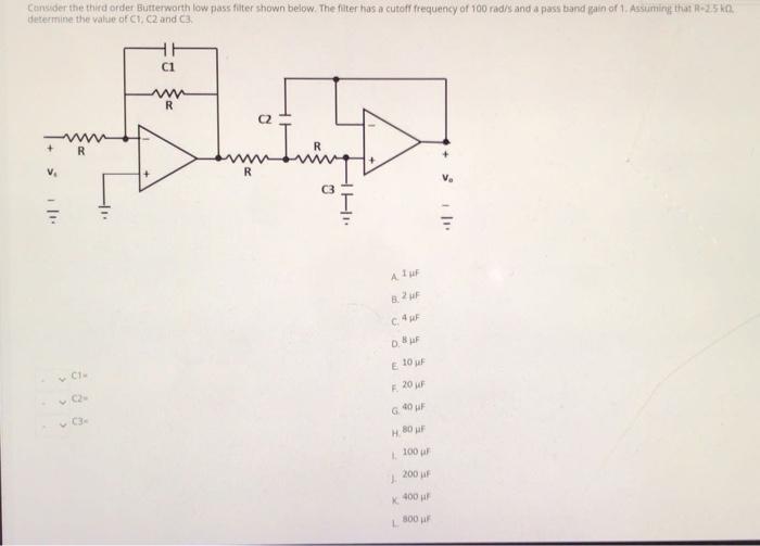 Solved Consider the third order Butterworth low pass filter | Chegg.com