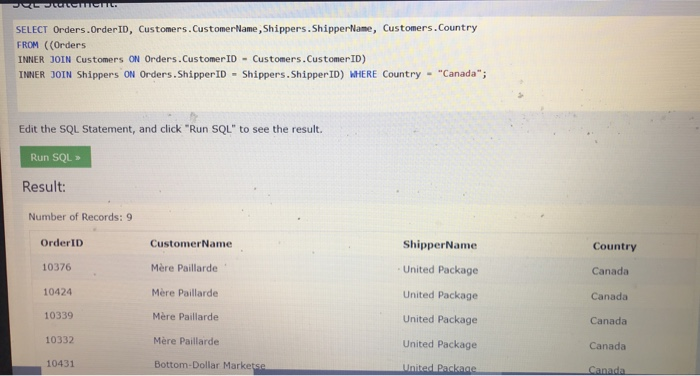 Hey, can you modify the SQL statement so that it | Chegg.com
