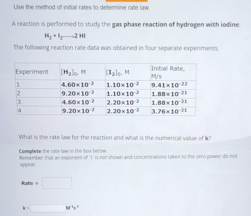 Solved Use The Method Of Initial Rates To Determine Rate