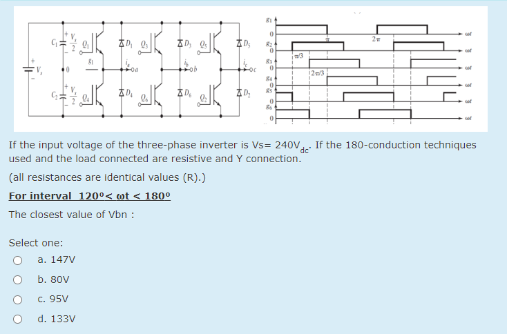 Solved If the input voltage of the three-phase inverter is | Chegg.com