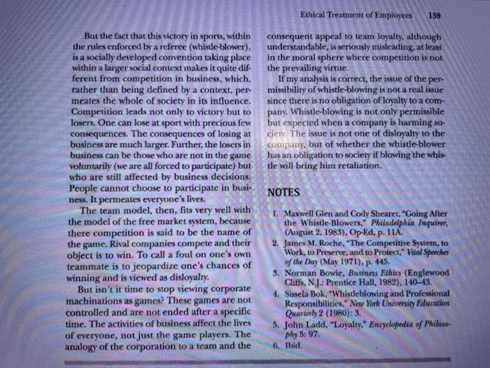 Read the short article about whistleblowing by Ronald | Chegg.com