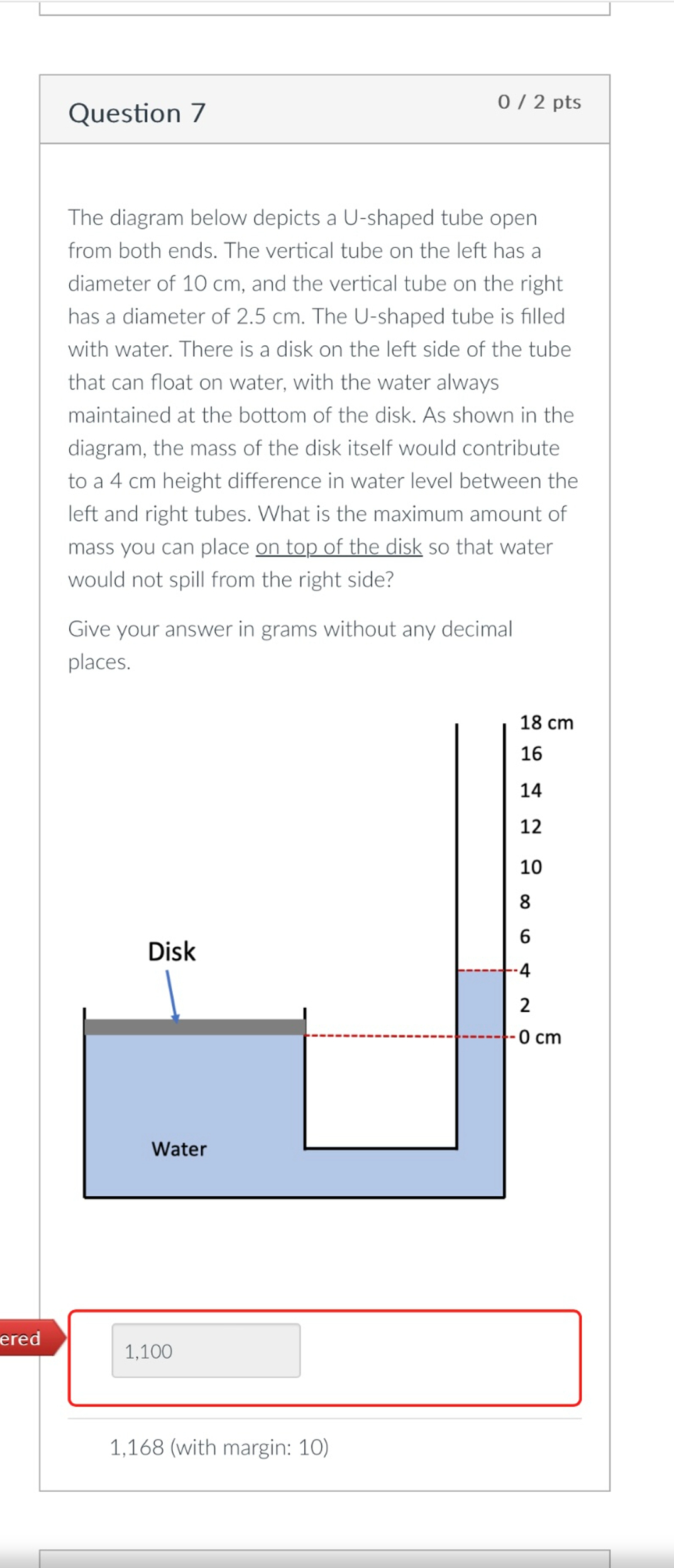 Solved The diagram below depicts a U-shaped tube open from | Chegg.com