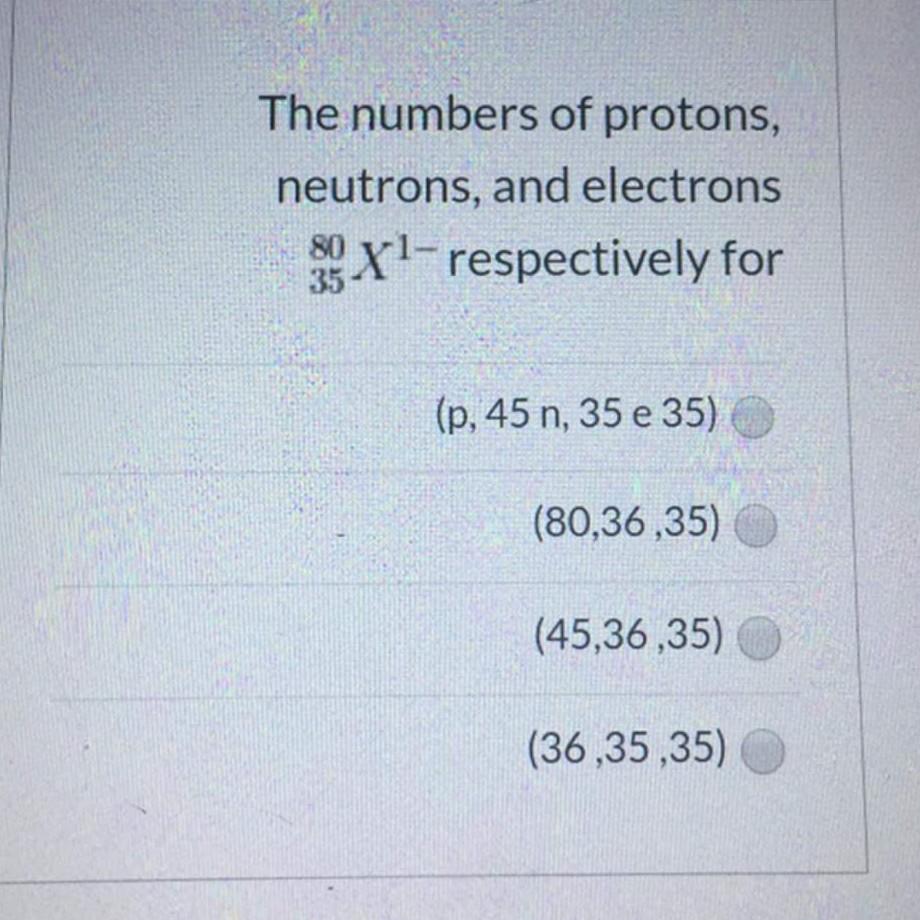 Solved The numbers of protons, neutrons, and electrons 3: | Chegg.com