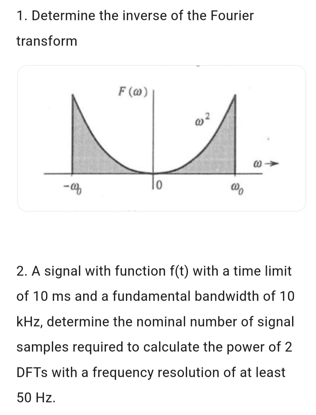 Solved 1.Determine the inverse of the Fourier transform on | Chegg.com
