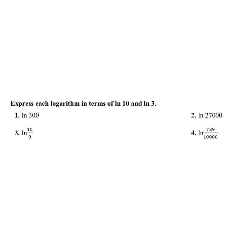 Solved Express each logarithm in terms of In 10 ﻿and In | Chegg.com