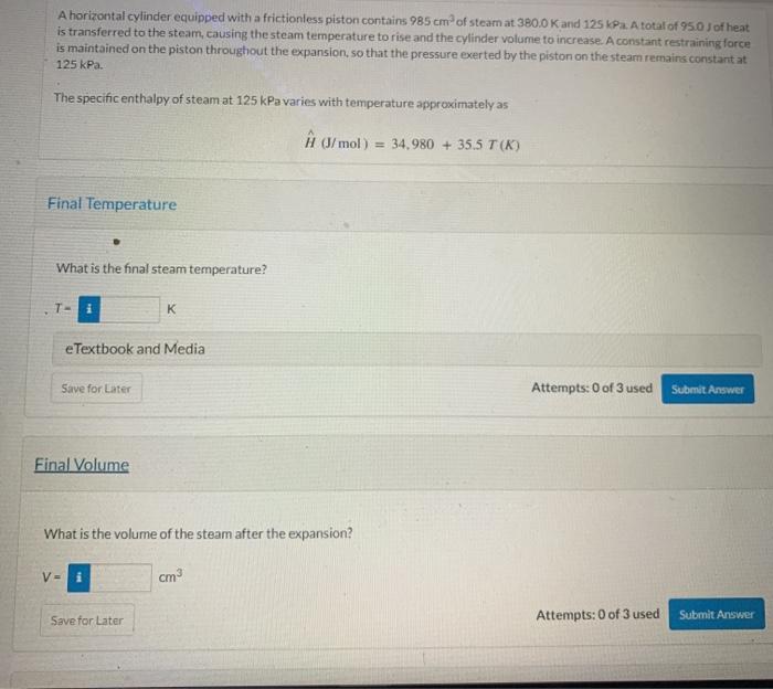 Solved A horizontal cylinder equipped with a frictionless | Chegg.com