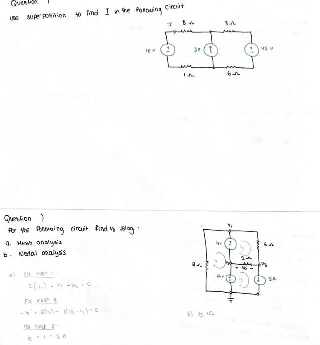 Solved uee superposition to find I in the following circuit | Chegg.com