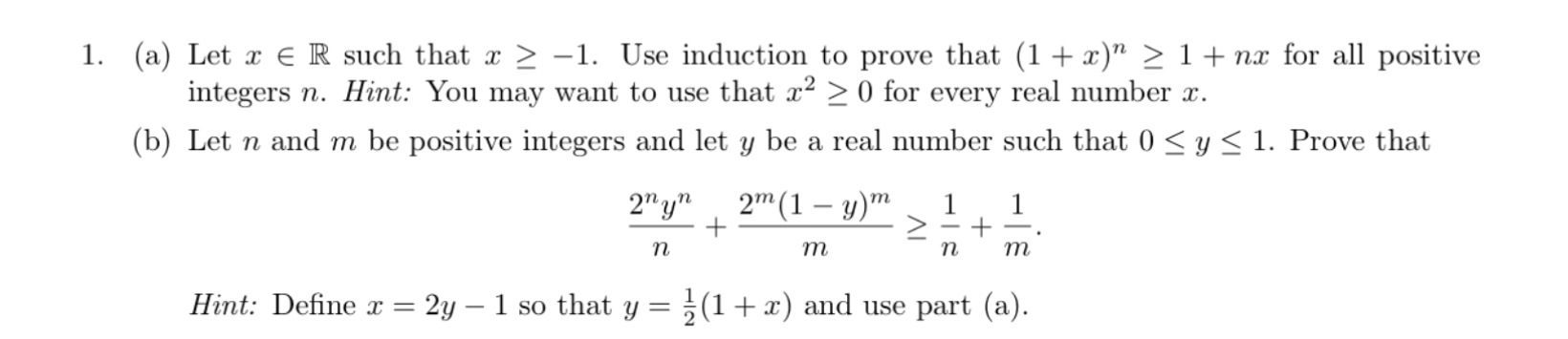 Solved (a) ﻿Let xinR such that x≥-1. ﻿Use induction to prove | Chegg.com