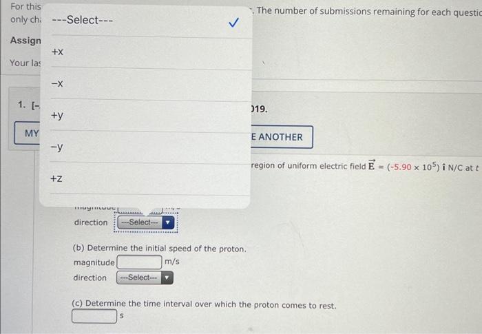 Solved A proton is projected in the positive x direction | Chegg.com