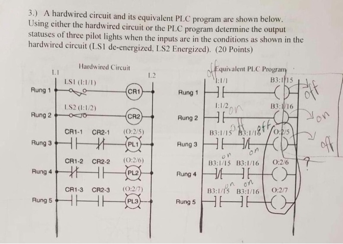 Solved 3.) A hardwired circuit and its equivalent PLC | Chegg.com